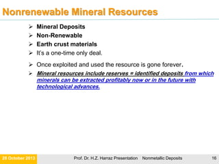 Lecture 1:Concepts of an Nonrenewable Nonmetallic Mineral Resources | PDF