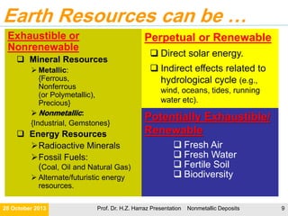 Lecture 1:Concepts of an Nonrenewable Nonmetallic Mineral Resources | PPT