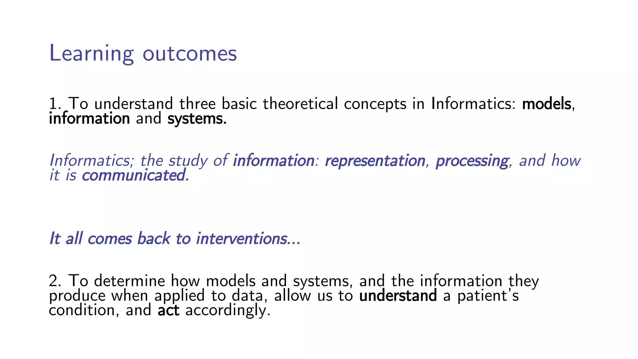 Principles of Health Informatics: Models, information, and information ...