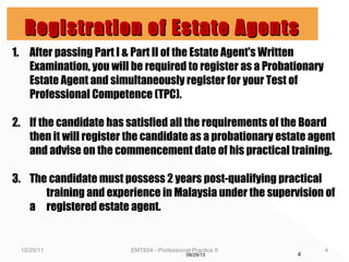 Lecture 2 registration of estate agents | PPT