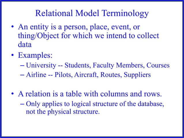Lecture 2 - Relational Model and Terminology.pptx | Databases | Computer Software and Applications