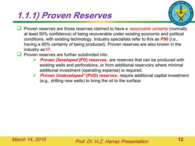 PETROLEUM RESERVES AND RESOURCES: Standardization of Petroleum ...