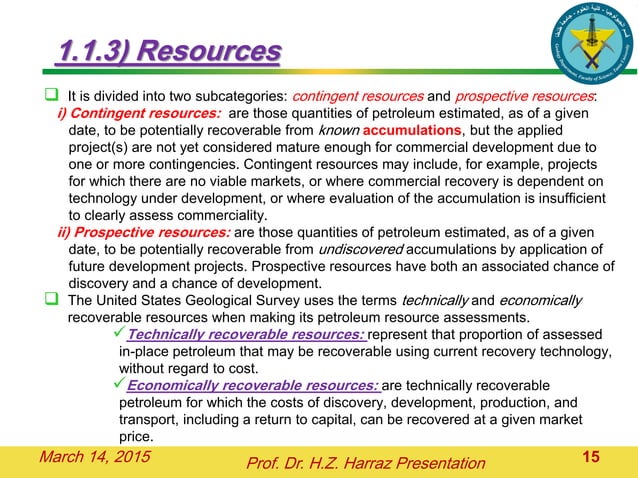 PETROLEUM RESERVES AND RESOURCES: Standardization of Petroleum ...