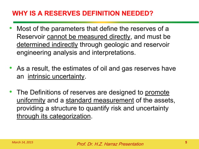 PETROLEUM RESERVES AND RESOURCES: Standardization of Petroleum ...