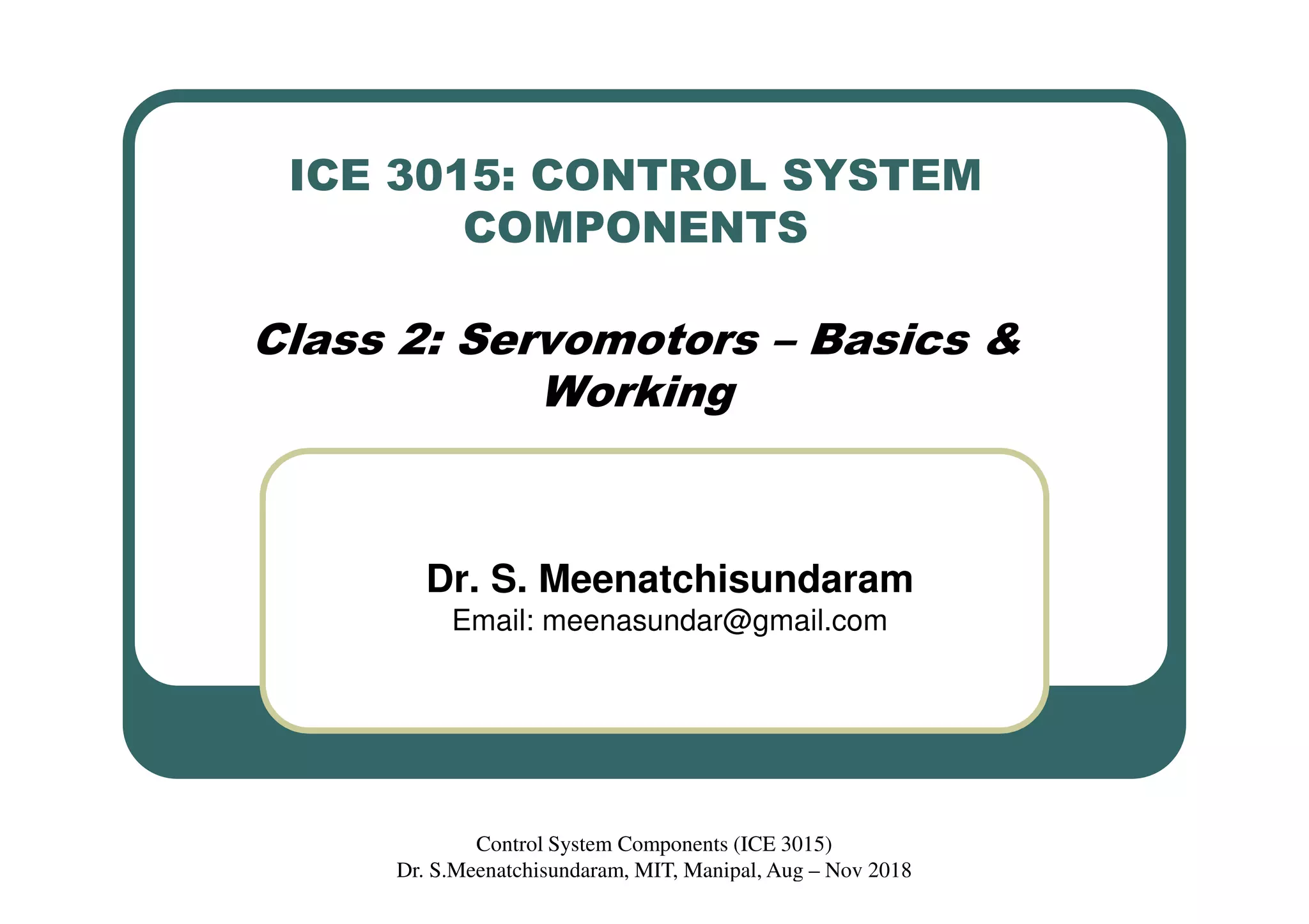 Lecture 2 Servomotors - Basics & Working | PDF
