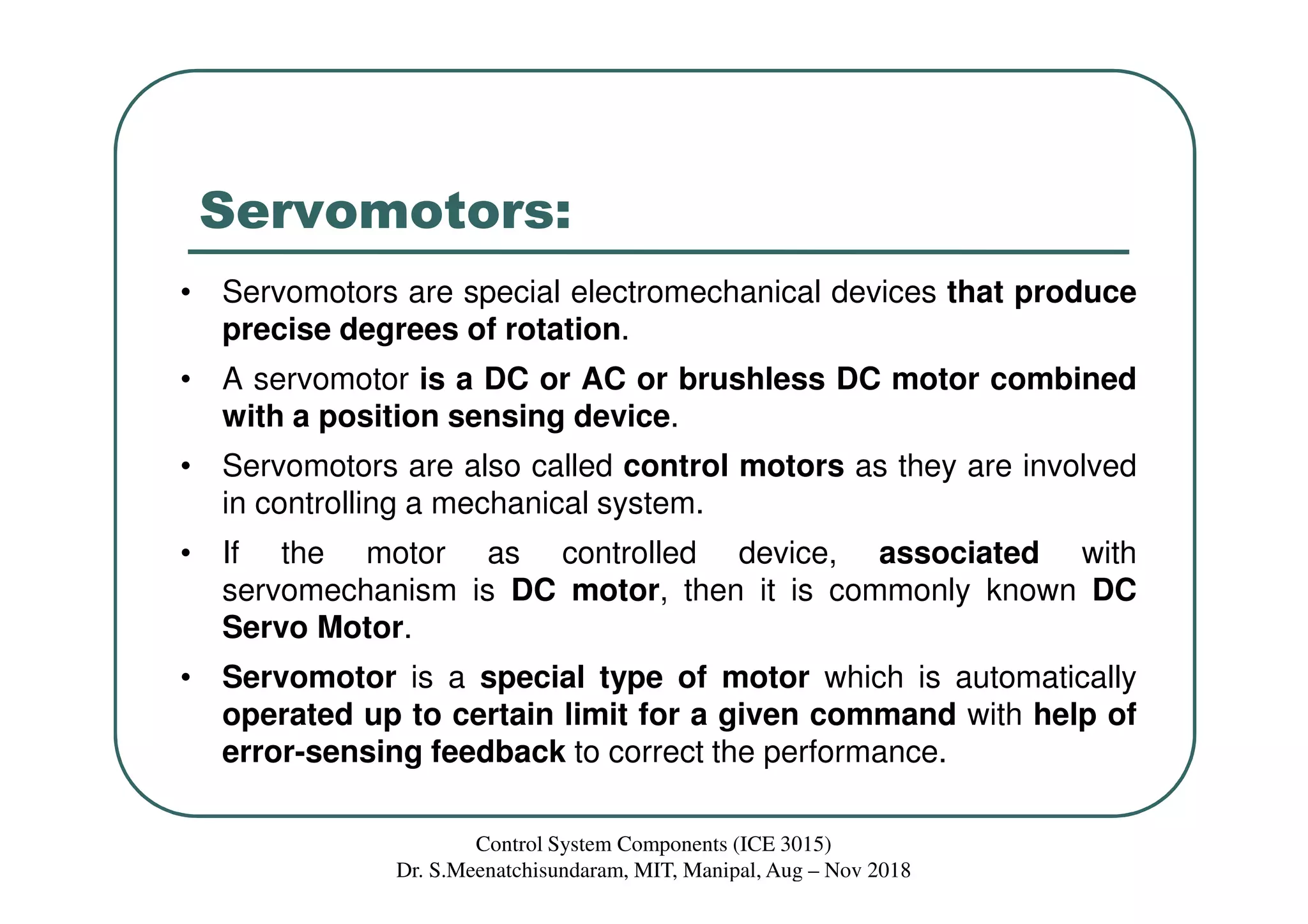 Lecture 2 Servomotors - Basics & Working | PDF