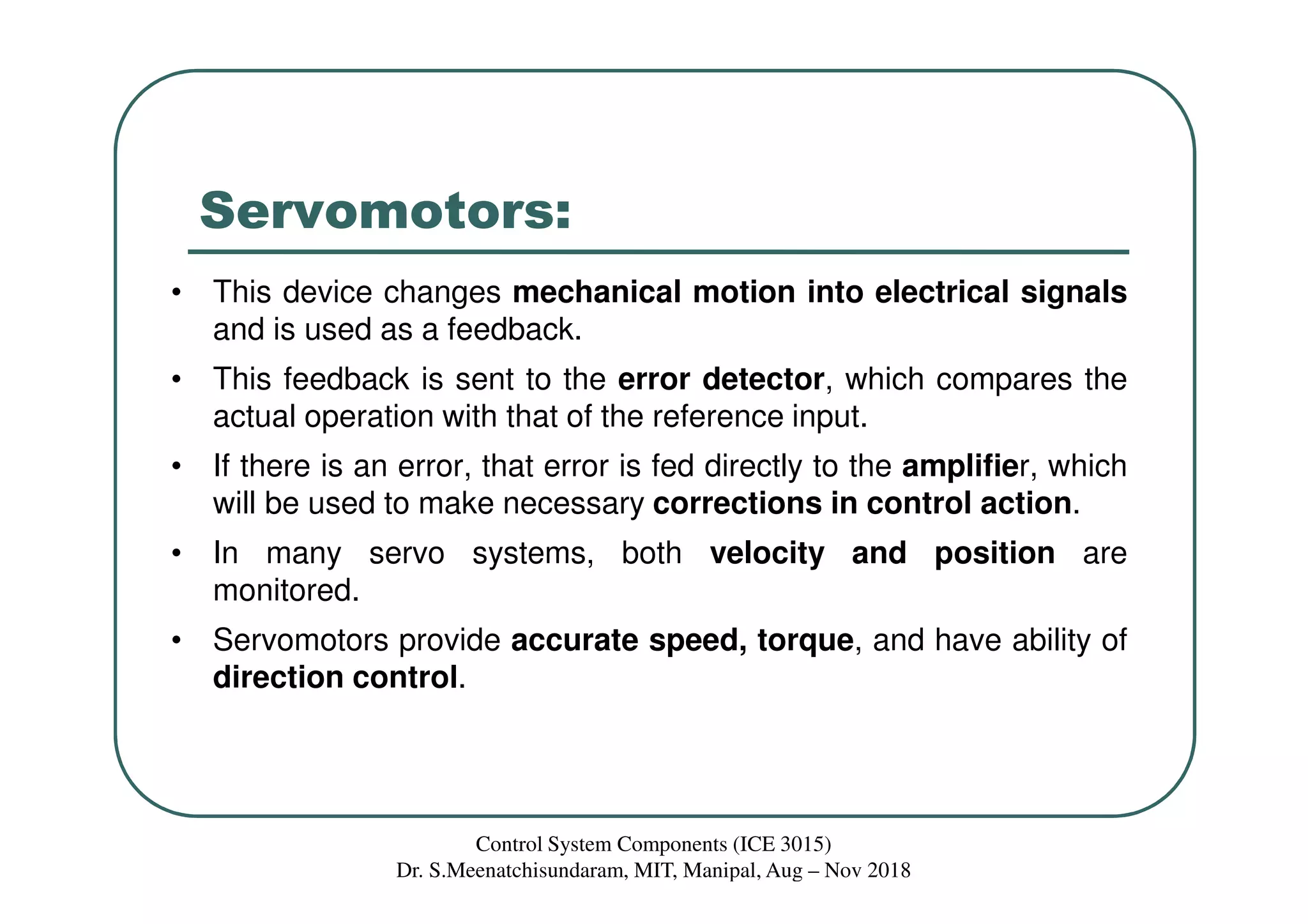 Lecture 2 Servomotors - Basics & Working | PDF