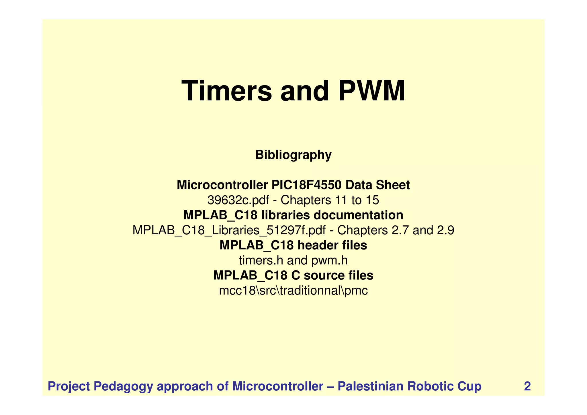 Lecture 2 timers, pwm, state machine IN PIC | PPT