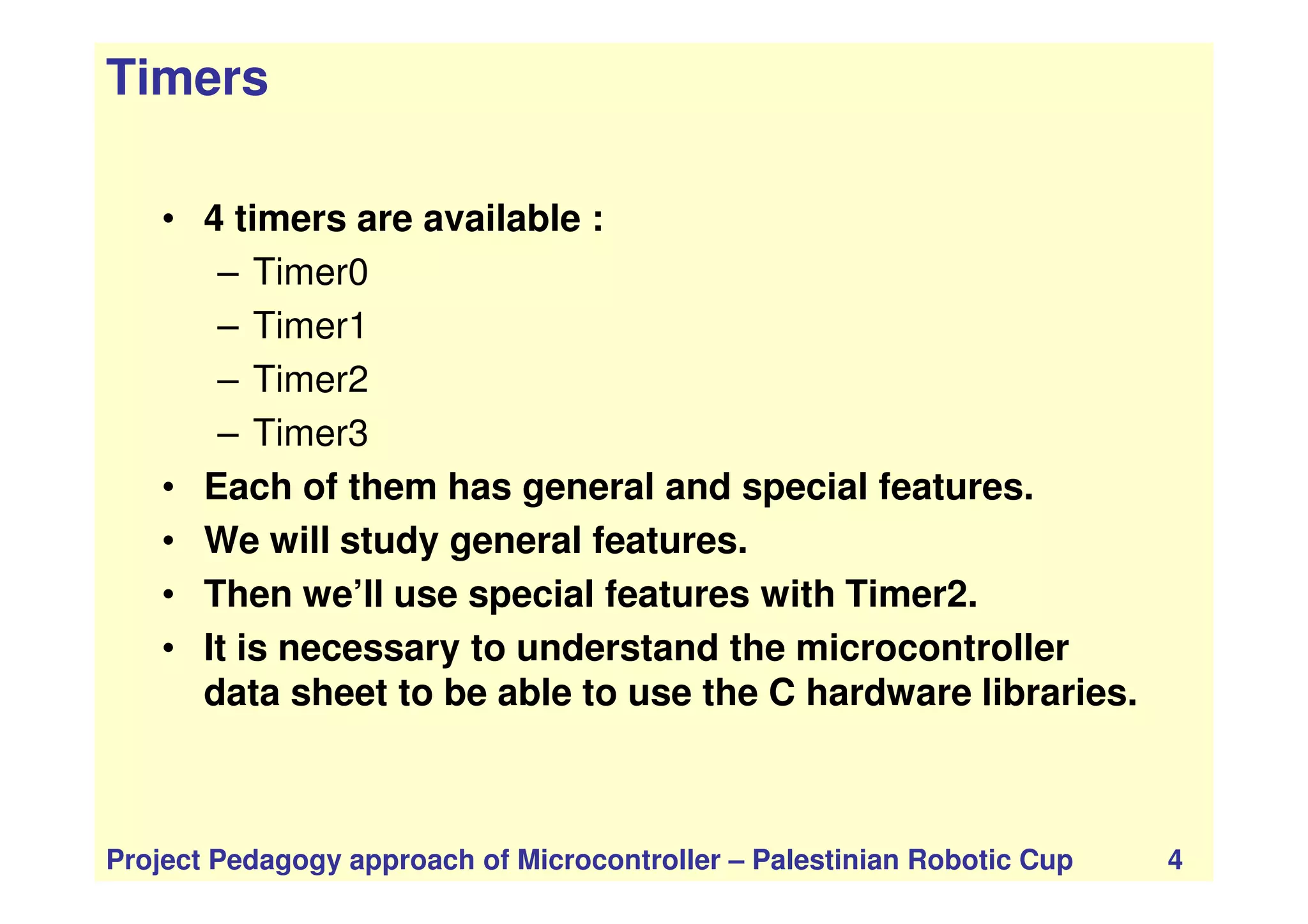 Lecture 2 timers, pwm, state machine IN PIC | PDF