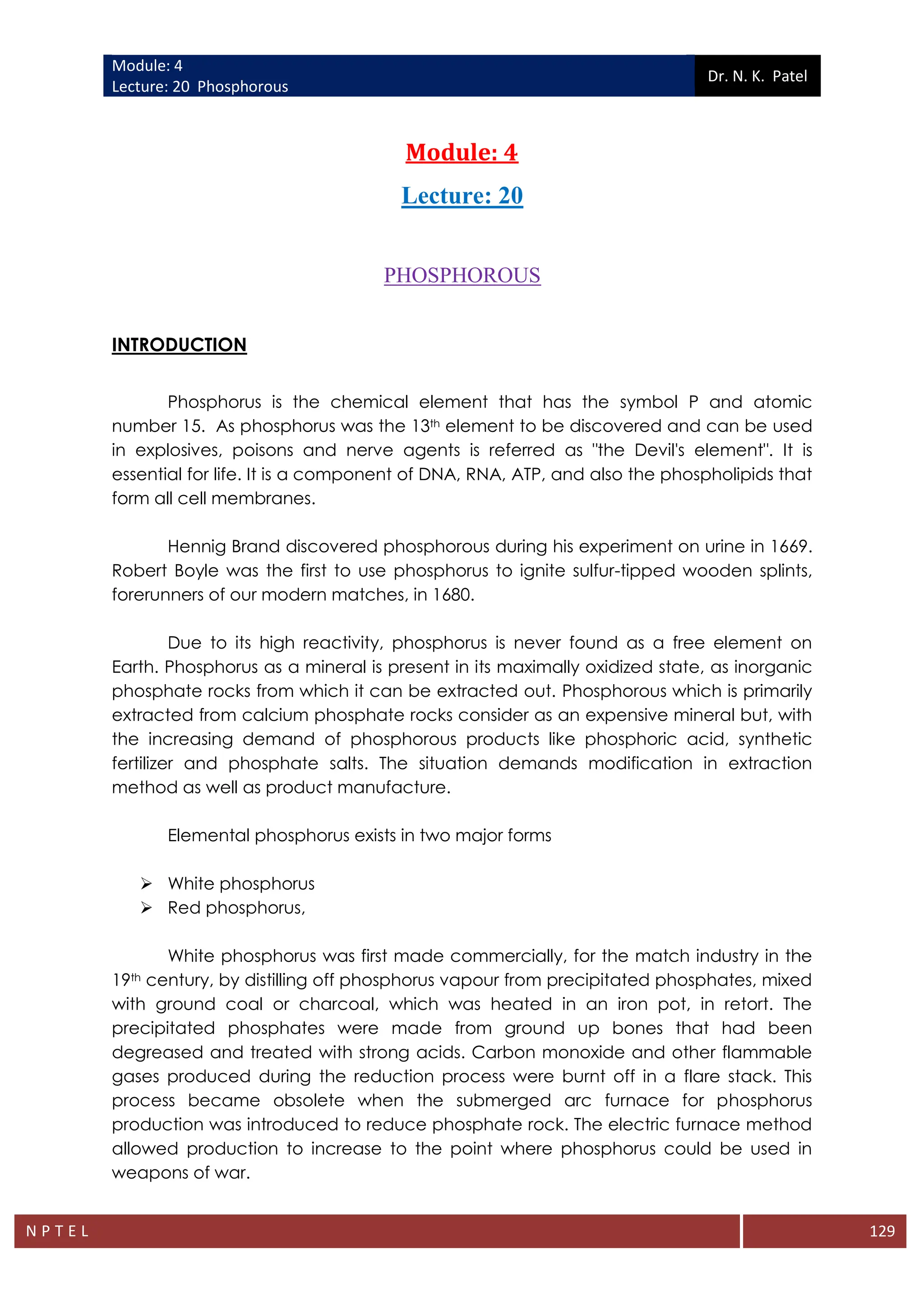Lecture 20- Manufacturing of Phosphorous P4.pdf