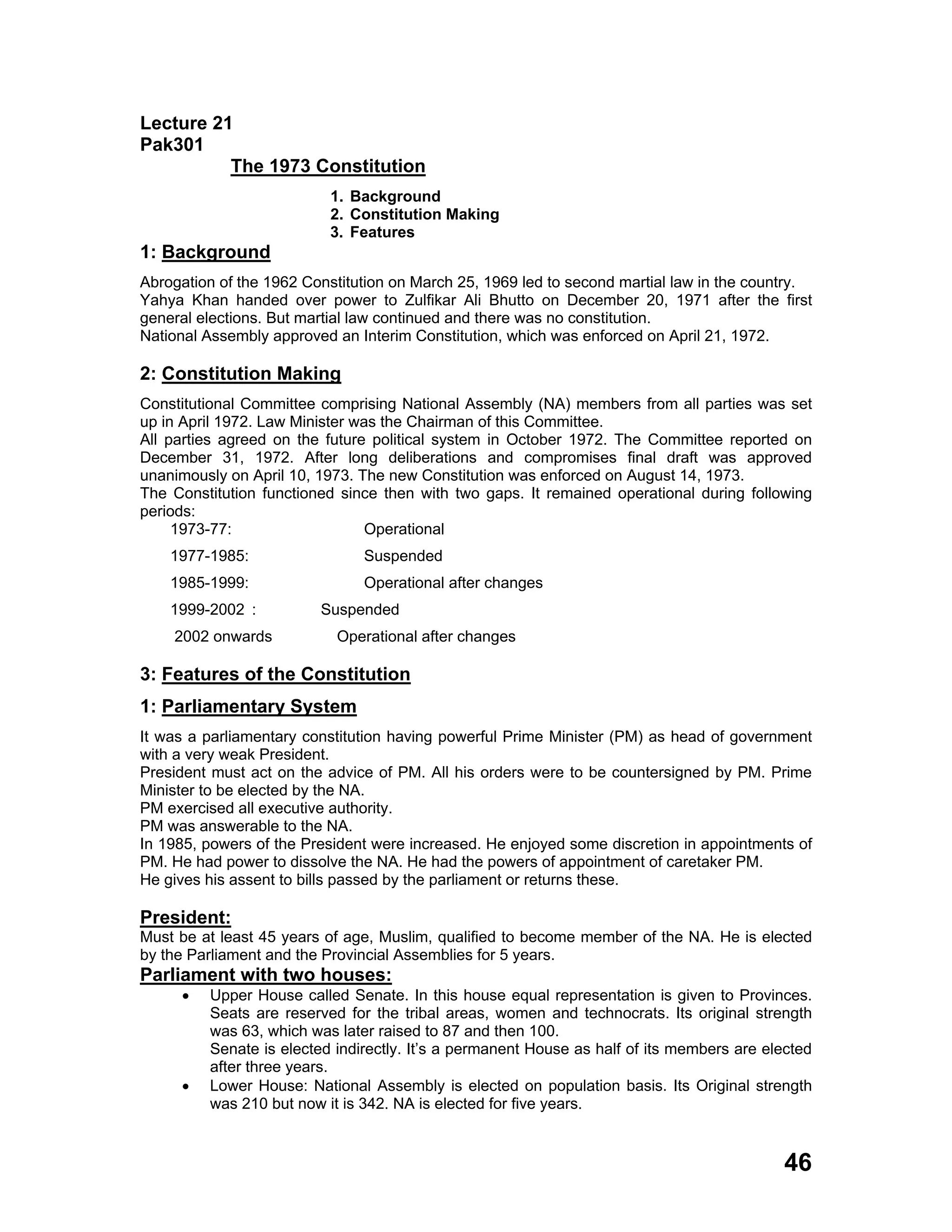 PAK301- Pakistan Studies- Lecture 21 | PDF