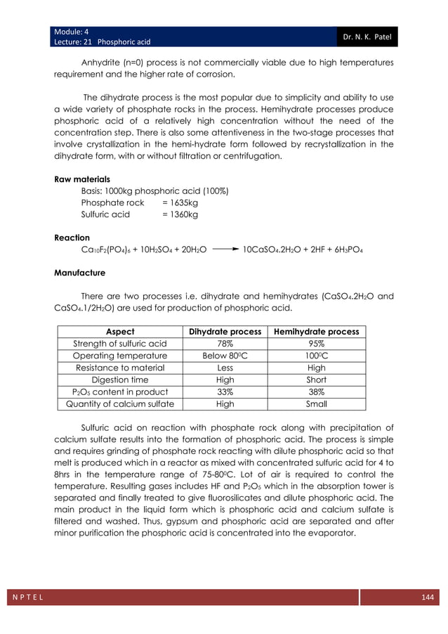 Lecture 21-Phosphoric acid (H3PO4), also known as orthophosphoric acid ...