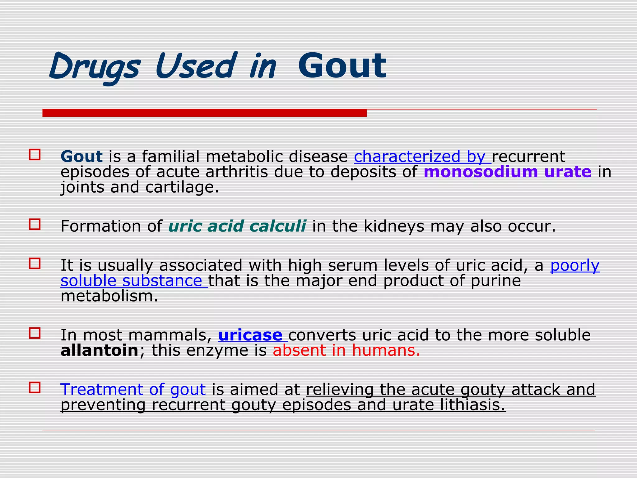 gout and anti gout drugs pharmacology | PPT