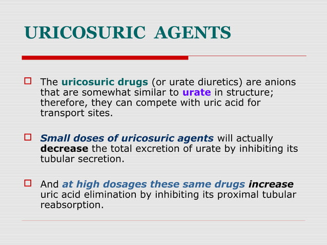 gout and anti gout drugs pharmacology | PPT