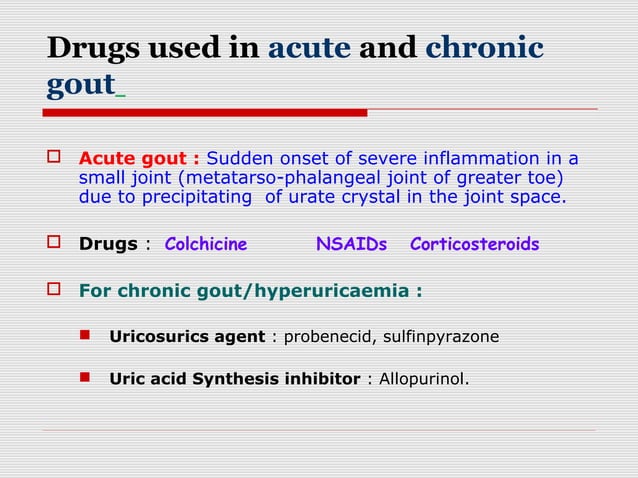 gout and anti gout drugs pharmacology | PPT