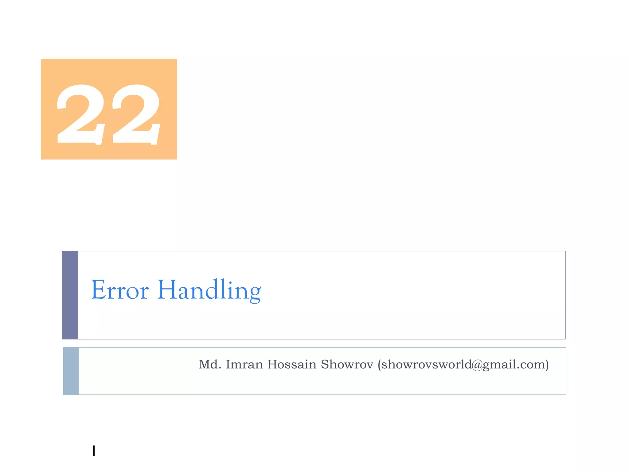 Lecture 22 Error Handling Ppt Programming Languages Computing