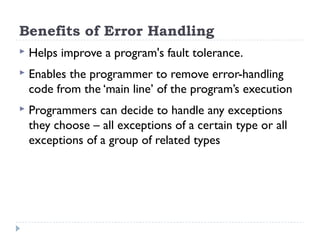 Lecture 22 - Error Handling | PPT