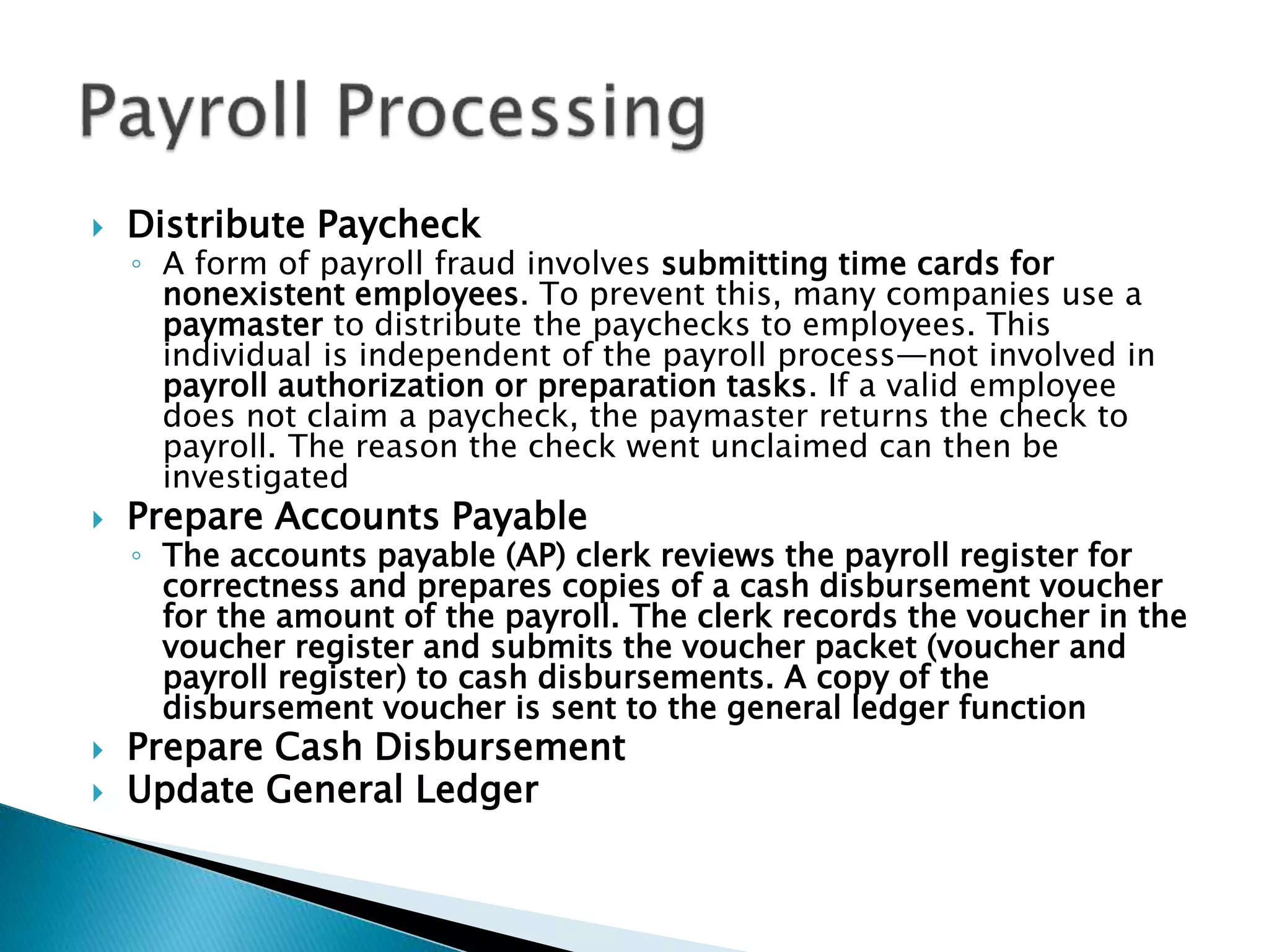 Lecture 22 expenditure cycle part ii - payroll processing accounting ...