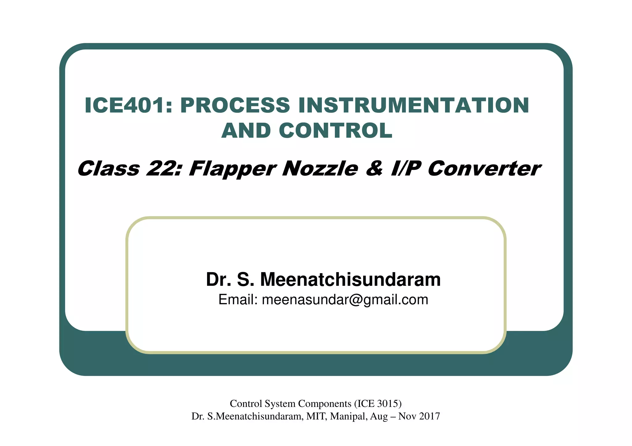 Lecture 22 flapper nozzle & ip converter | PDF