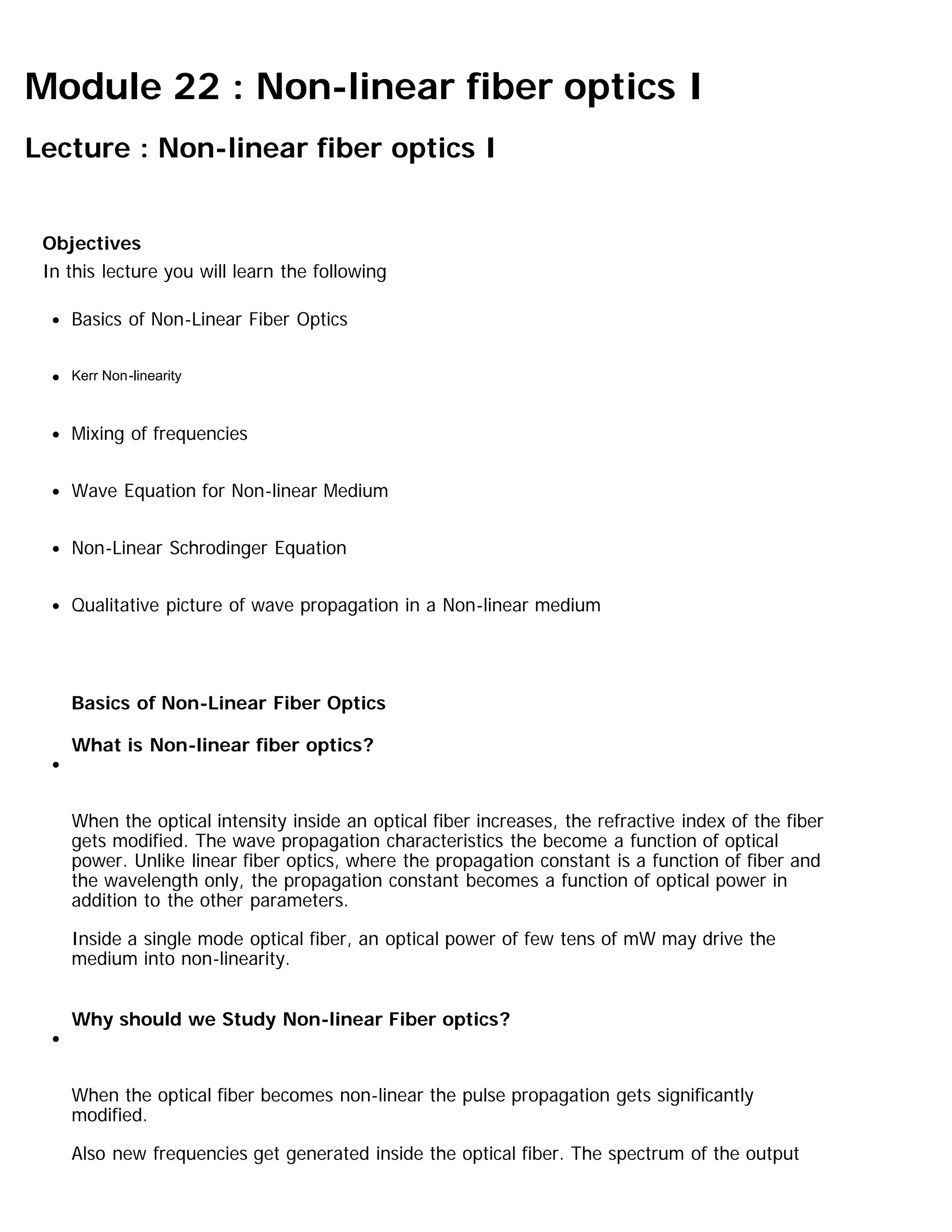 Lecture22 non linear fiber optics | PDF