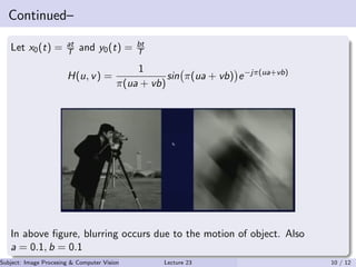 Image Restoration 2 (Digital Image Processing) | PPT