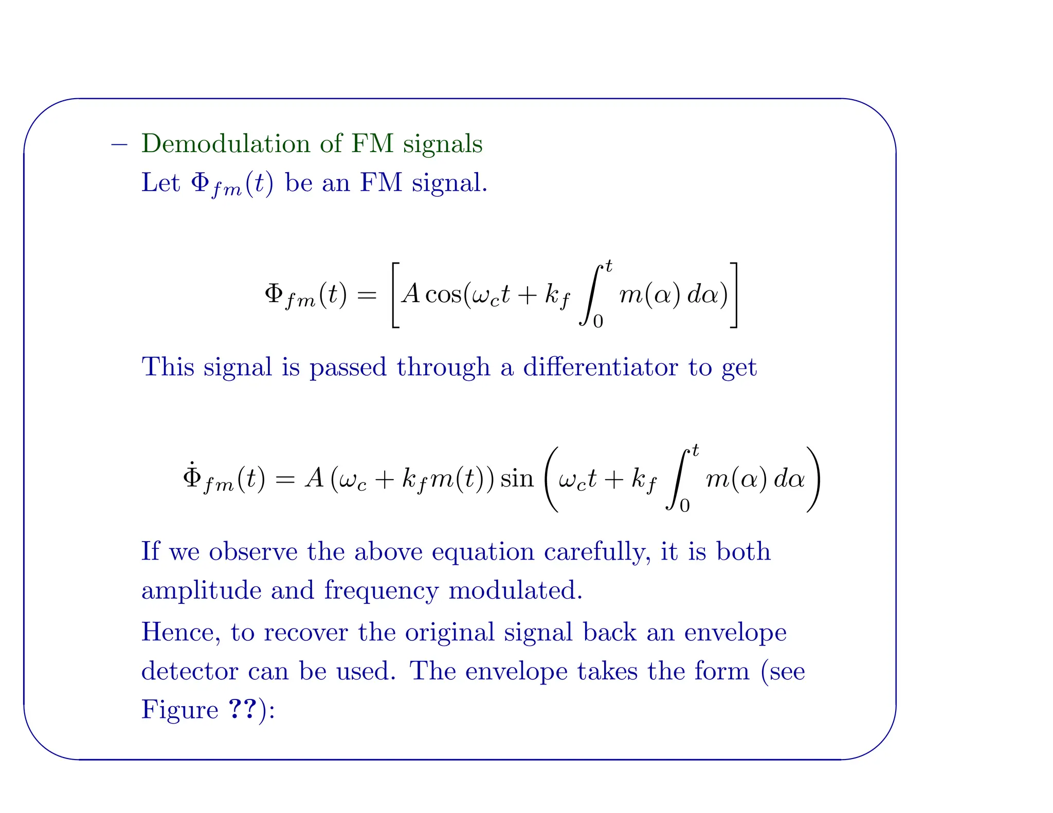 An angle modulated signal: Different Example | PPT