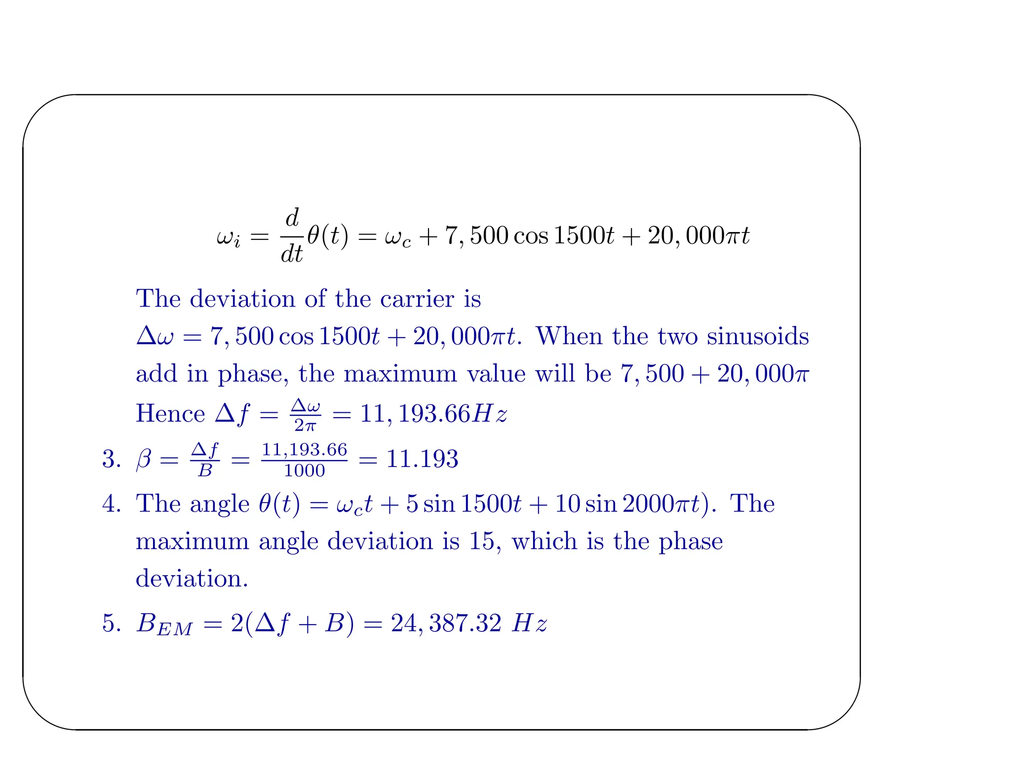 An angle modulated signal: Different Example | PPT