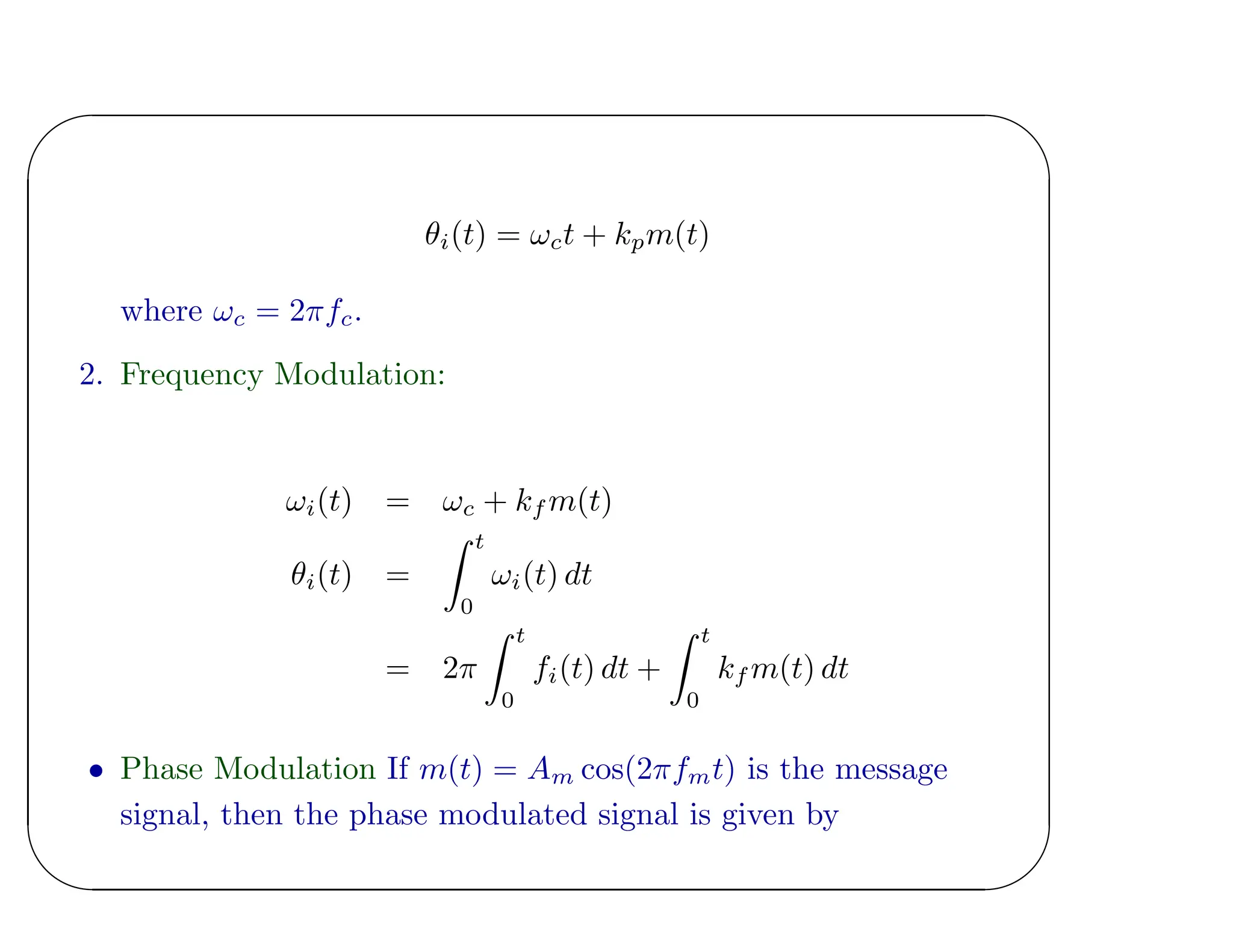 An angle modulated signal: Different Example | PPT