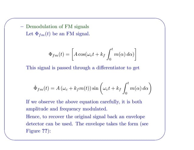 An angle modulated signal: Different Example | PPT