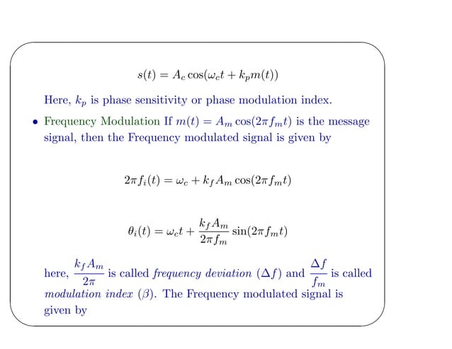 An angle modulated signal: Different Example | PPT