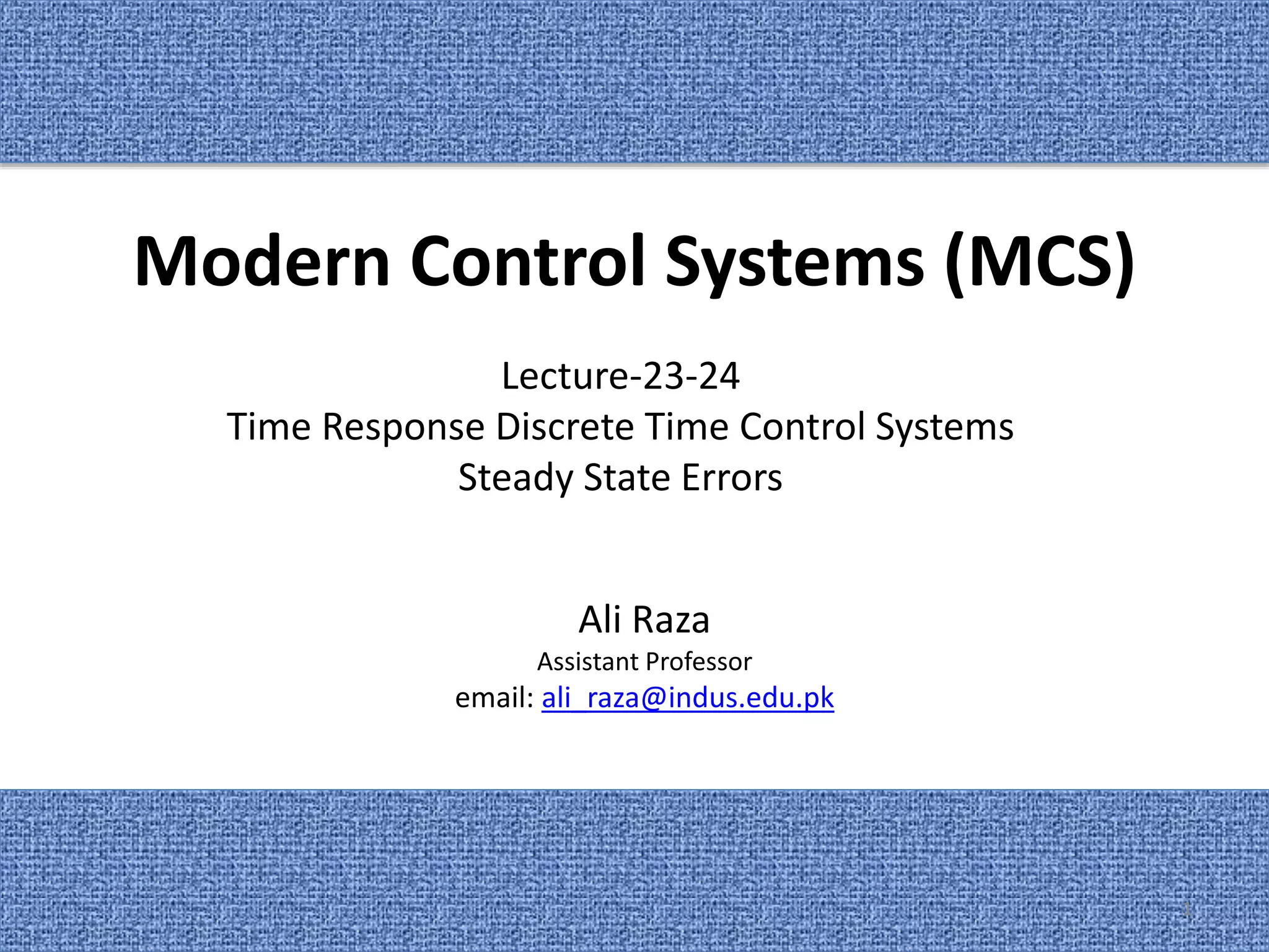 Lecture 23 24-time_response | PPT