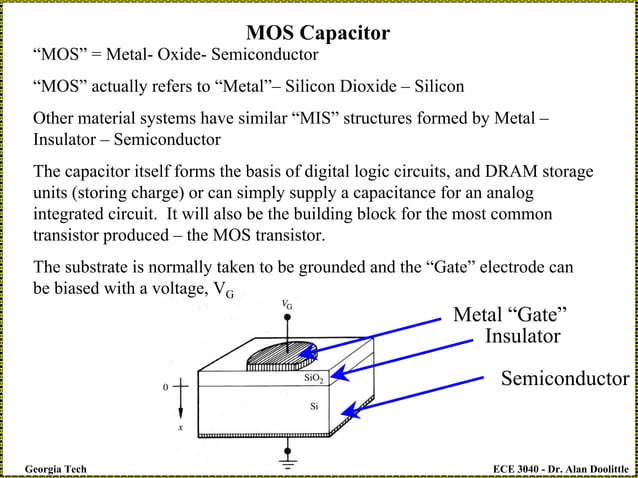 Lecture-MOS Capacitors basic for MOSFET.pdf.pdf | Physics | Science