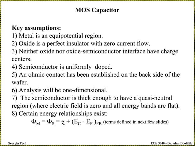 Lecture-MOS Capacitors basic for MOSFET.pdf.pdf | Physics | Science