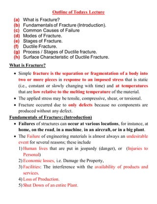 Fracture Mechanics & Failure Analysis Lecture 1 | DOCX