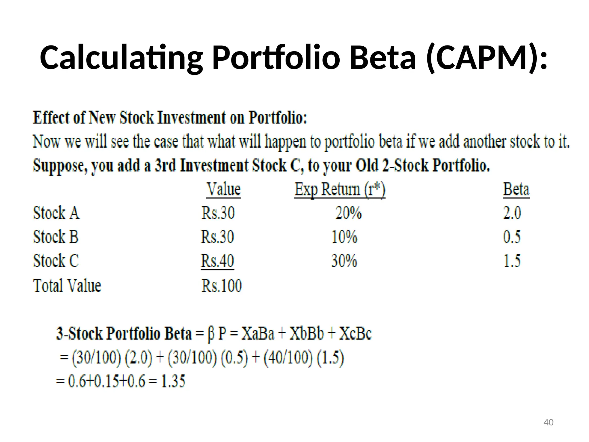 efficient portfolio market risk and CML line | PPT