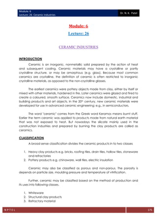 Lecture 25- CERAMIC INDUSTRIES AND USES.pdf