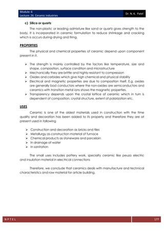 Lecture 25- CERAMIC INDUSTRIES AND USES.pdf
