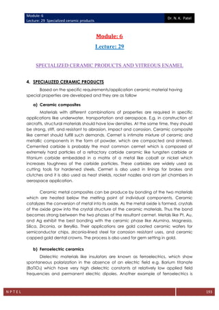 Lecture 25- CERAMIC INDUSTRIES AND USES.pdf | Free Download