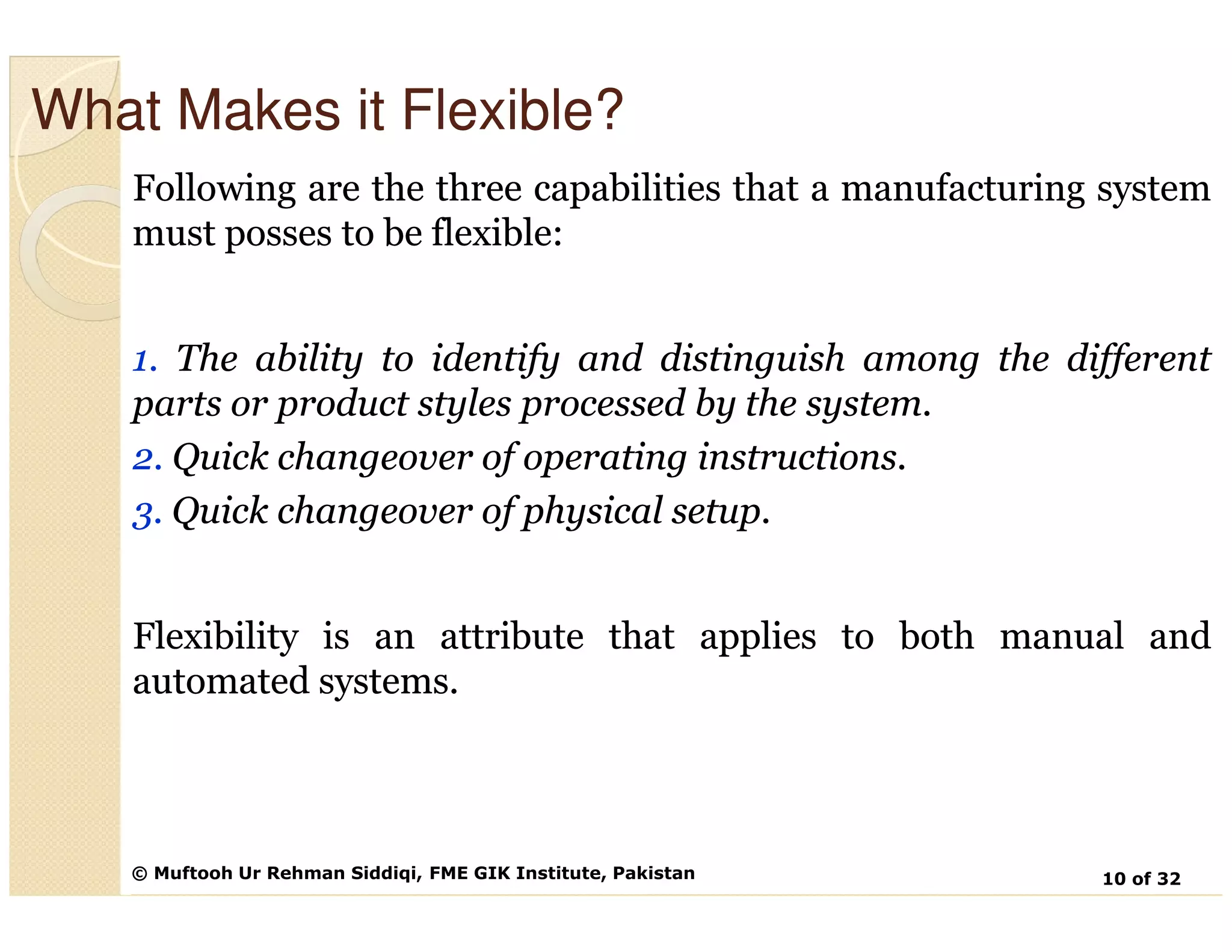Lecture 25 flexible manufacturing systems [compatibility mode] | PDF