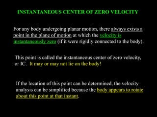 Dynamics Instantaneous center of zero velocity | PDF
