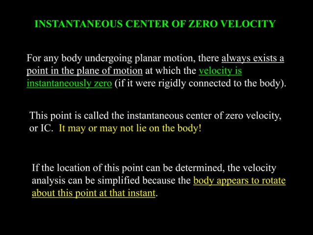 Dynamics Instantaneous center of zero velocity | PDF