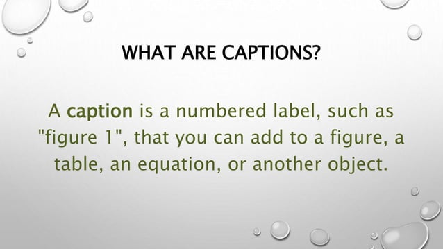 what are captions in ms word | PPTX