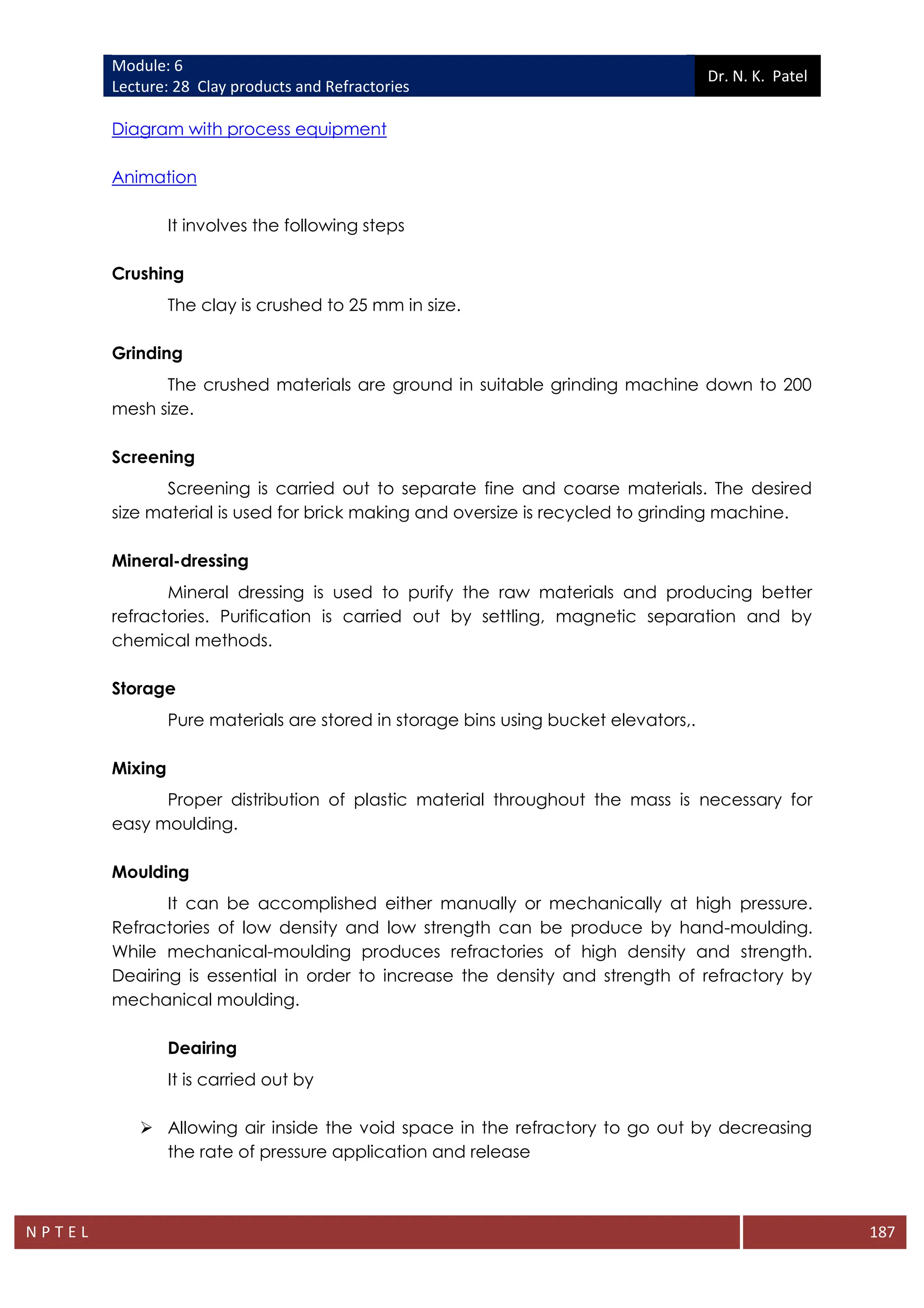 Lecture 27-CLAY PRODUCTS AND REFRACTORIES.pdf