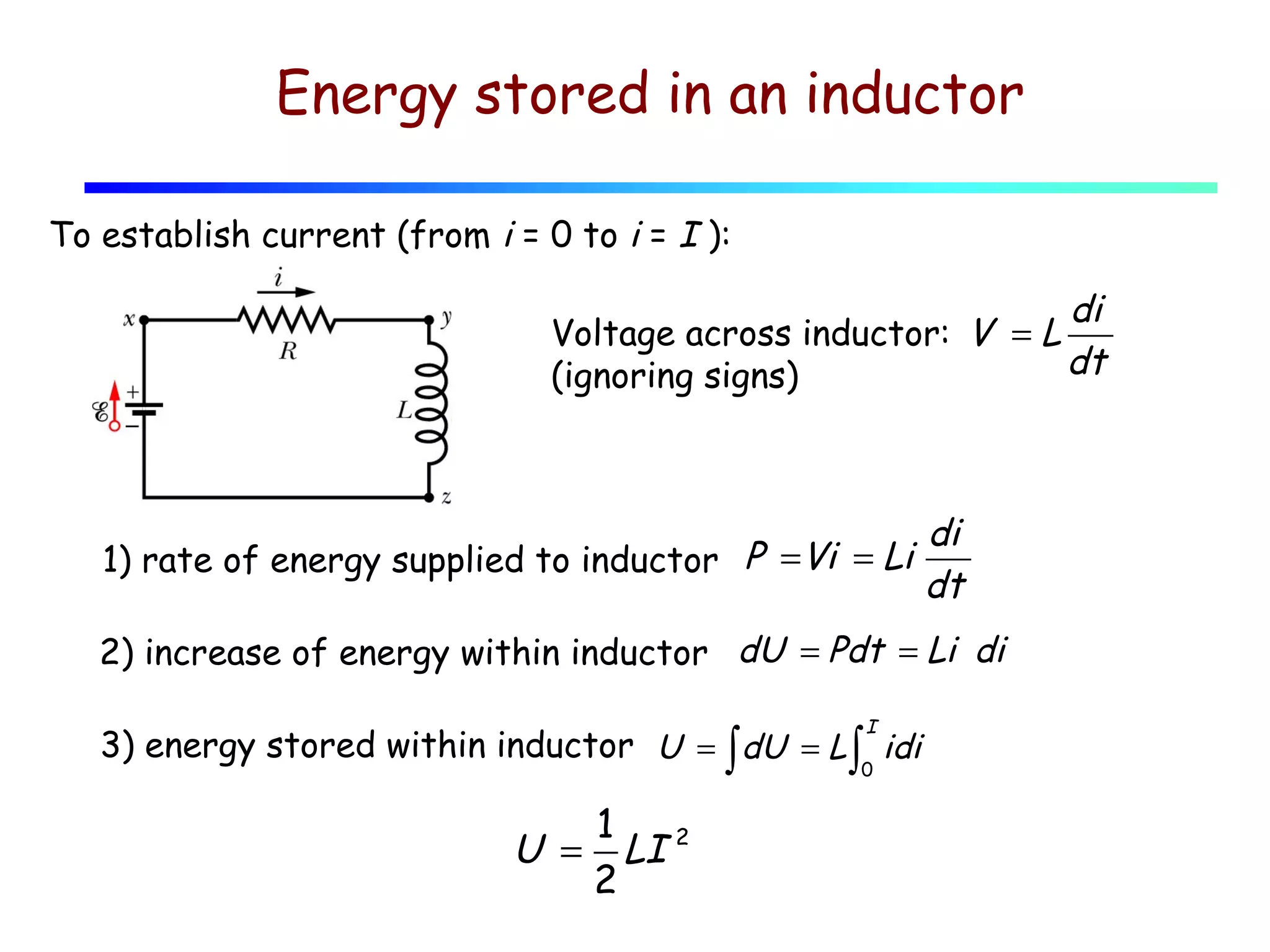 Lecture 27 inductors. stored energy. lr circuits | PPT