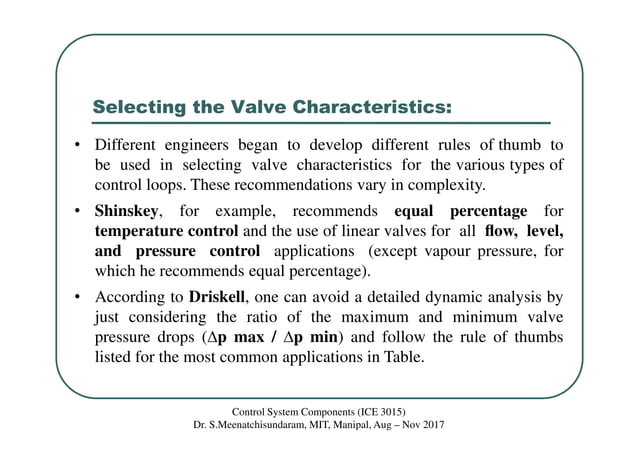 Lecture 27 valve shapes, selection guide | PPT