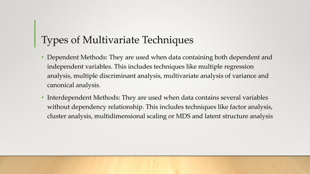 Multivariate Variate Techniques | PPTX