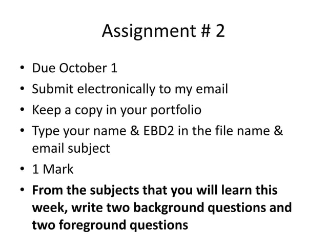 EBD Course: Lecture 2 - Asking Answerable Questions | PPT