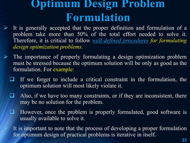 Lecture 2 Basic Concepts of Optimal Design and Optimization Techniques final1.pptx | Computing ...