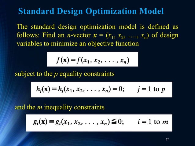 Lecture 2 Basic Concepts of Optimal Design and Optimization Techniques final1.pptx | Computing ...