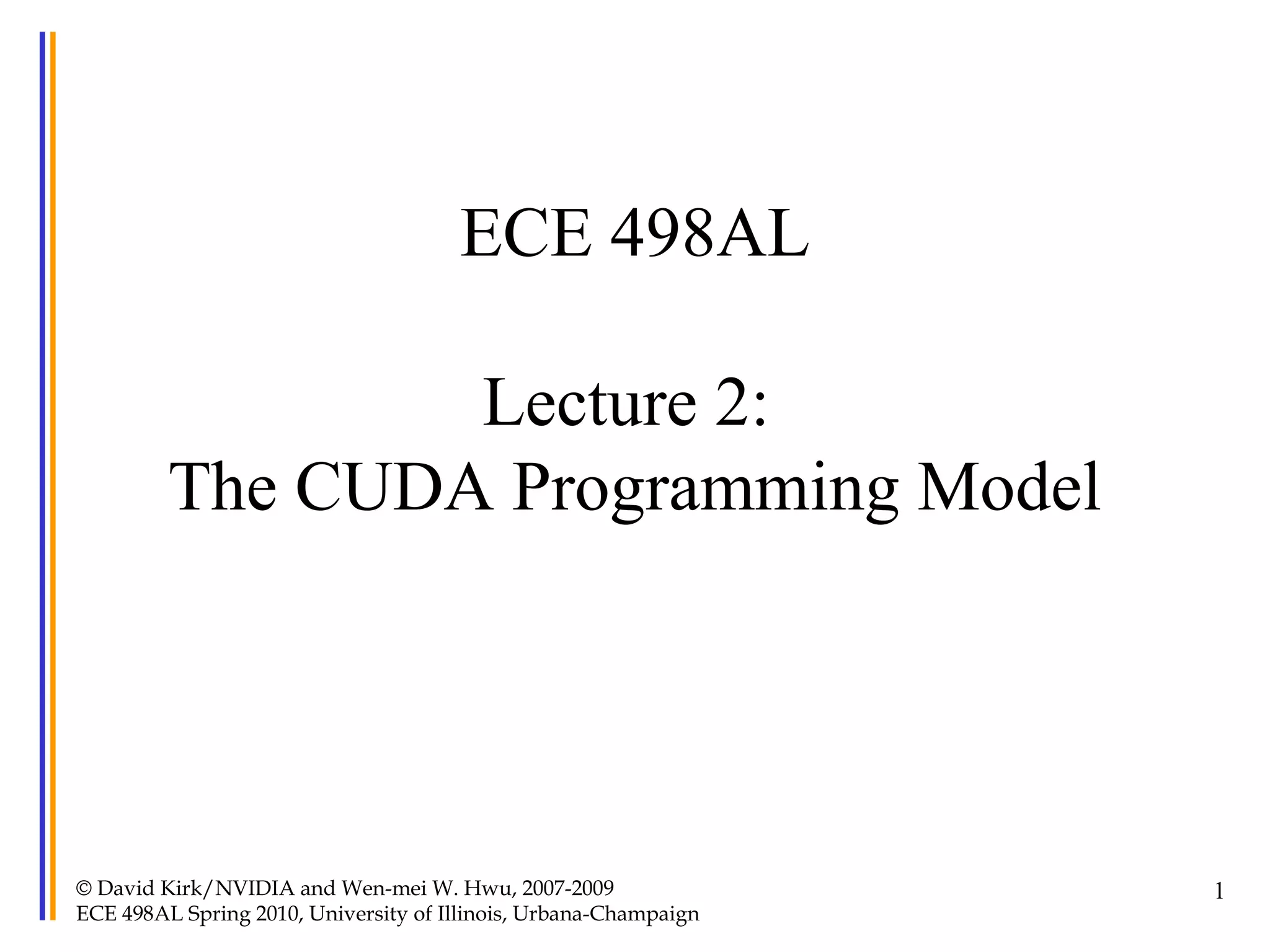 Lecture2 cuda spring 2010 | PPT | Operating Systems | Computer Software and Applications